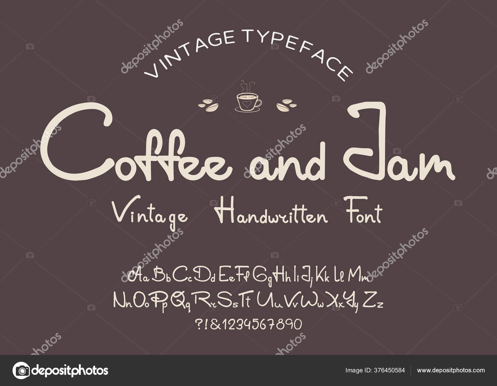 Handwritten Alphabet Vintage Original Font Letters Numbers Signs ...