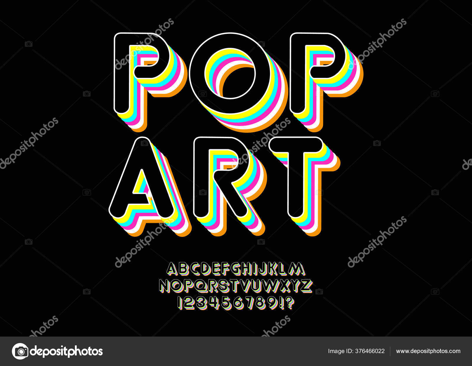 Rounded Simple Pop Art Font Multi Layer Color Design Suitable Stock ...