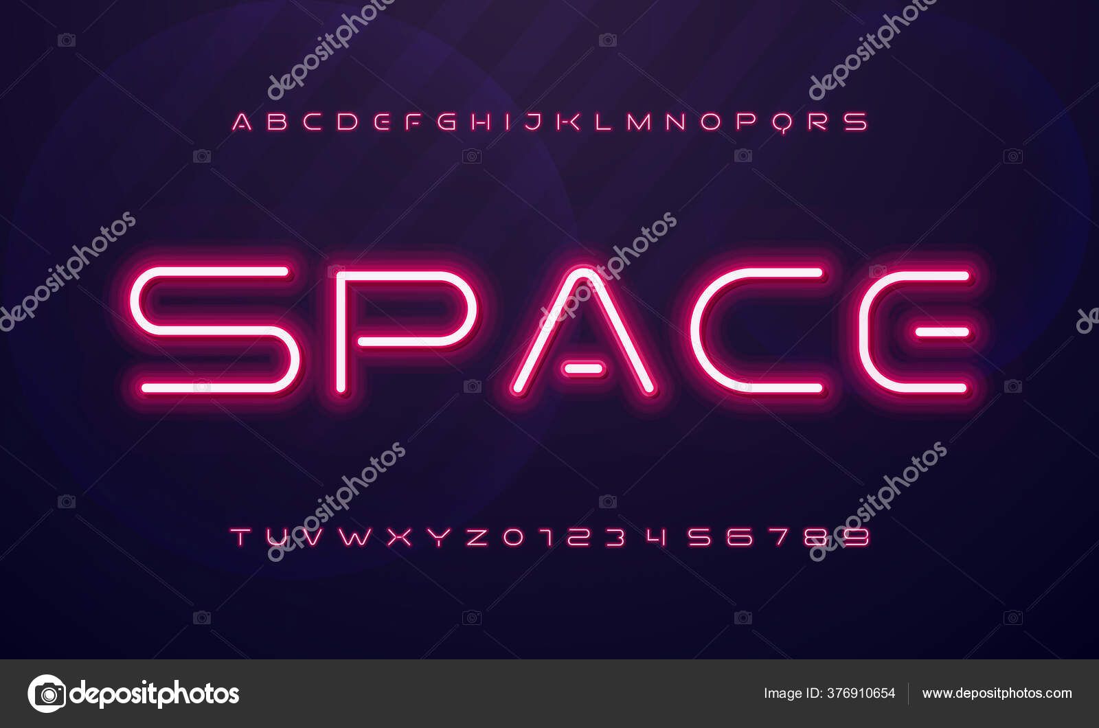 Bright Neon Alphabet Letters Numbers Symbols Sign Vector Night Show ...