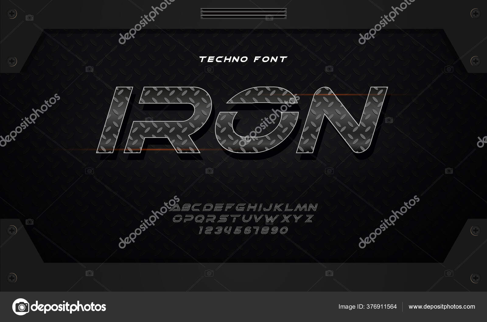 Metálica Moderna Estilizada Fuente Alfabeto Placas Metal Ilustración ...