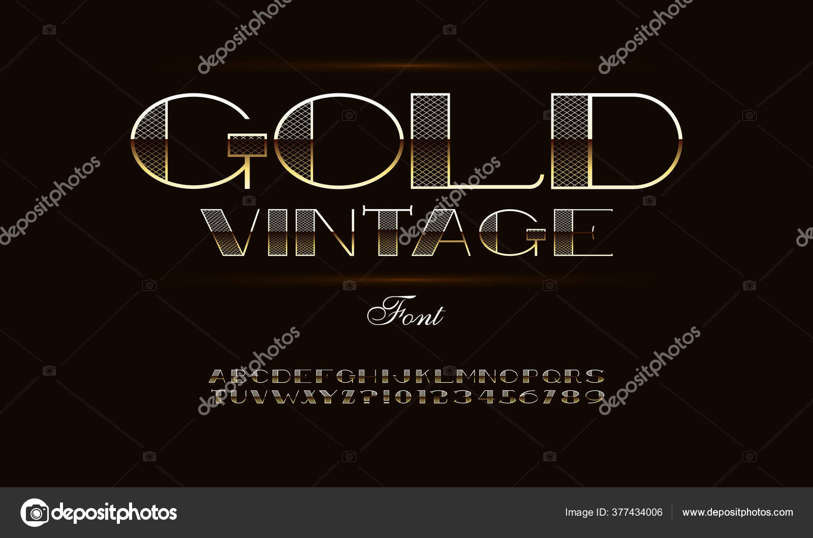 Elegant Golden Font Alphabet Art Deco Style Stock Vector Image by ...