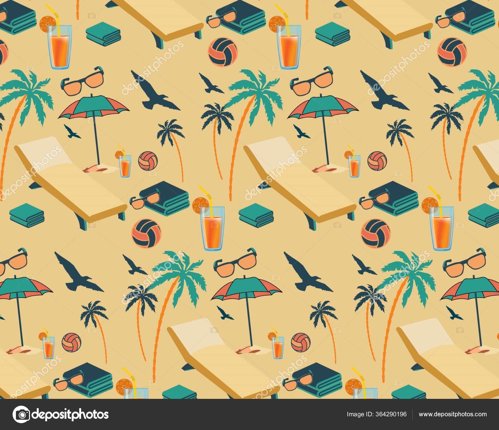 Vector File Beach Theme Pattern Beautiful Color Scheme — Stock Vector ...