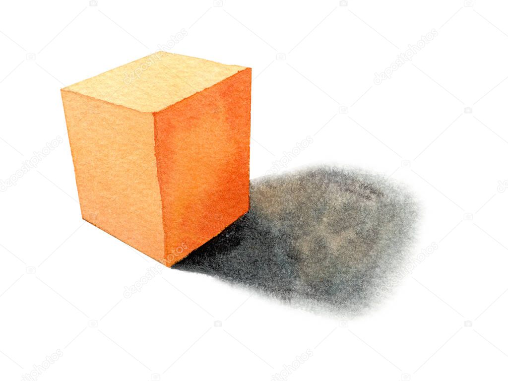 cubo naranja - luz de la izquierda, formas geométricas básicas con luz ...