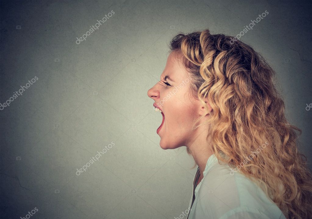 Woman Screaming Profile Angry Premium Photo | Profile Side View
