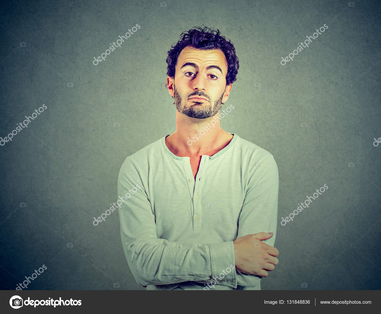 Portrait of young bored man — Stock Photo © SIphotography #131848836