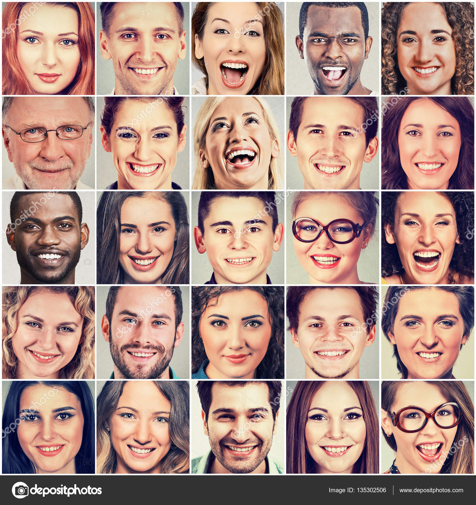 Smiling faces. Happy group of multiethnic people men and wome — Stock ...