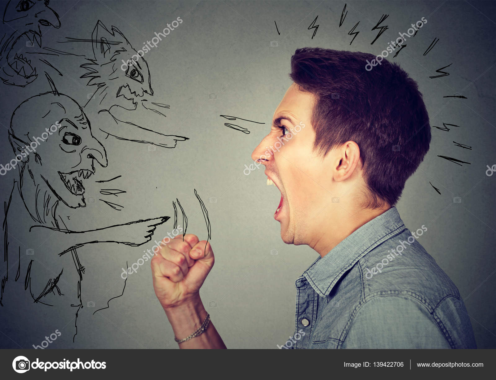 Angry Man Yelling Drawing