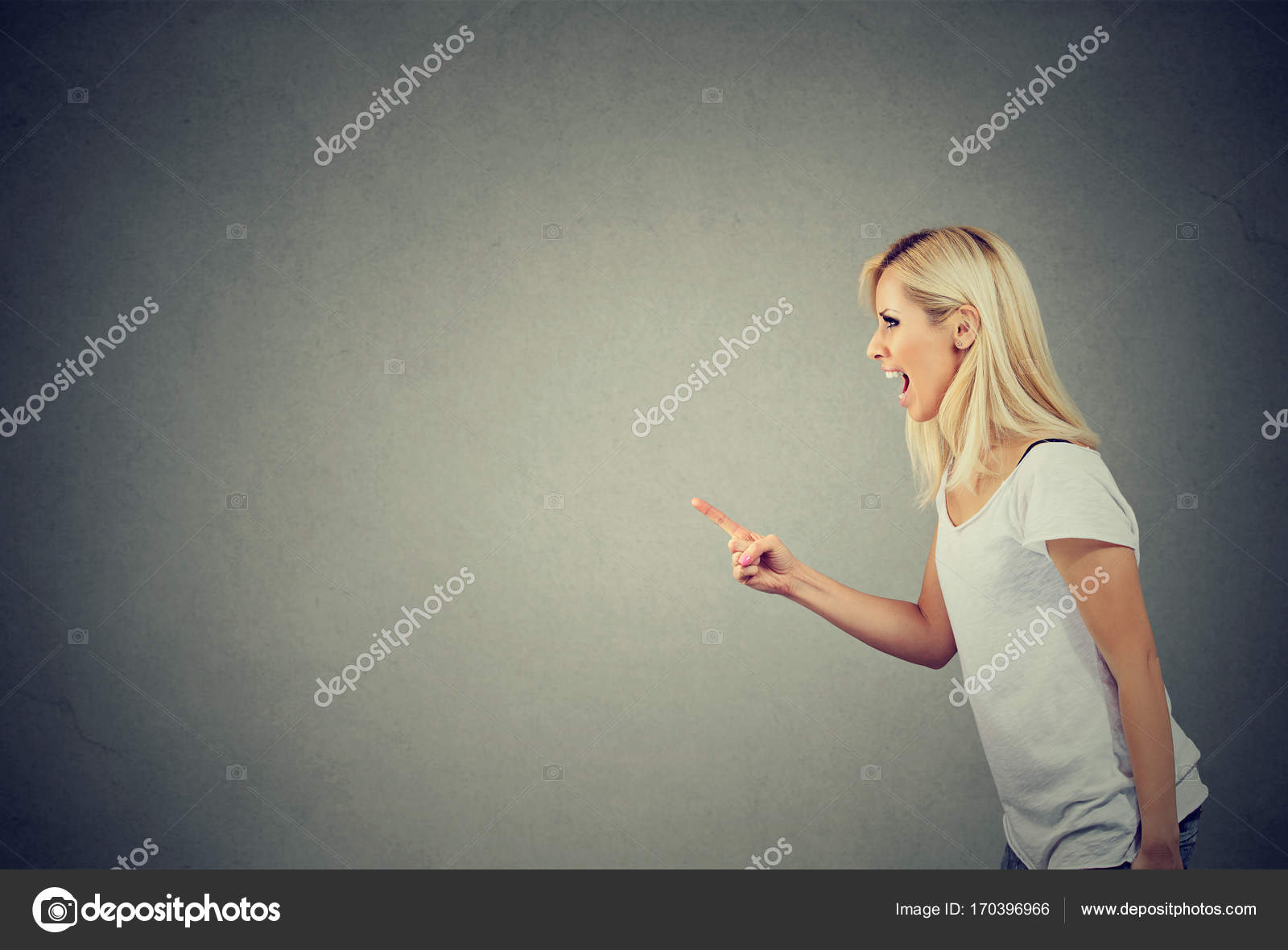 Side profile angry woman screaming Stock Photo by ©SIphotography 170396966