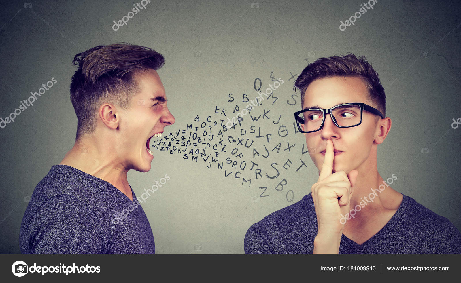 Men having conflict trying to solve problem Stock Photo by ...