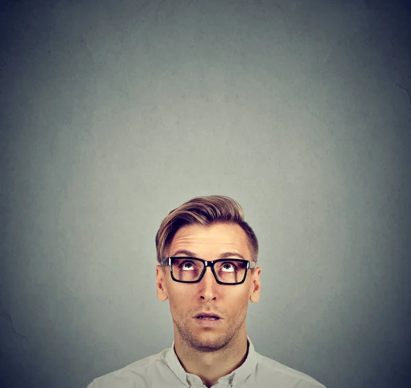 Thinking man with question mark looking up Stock Photo by ...