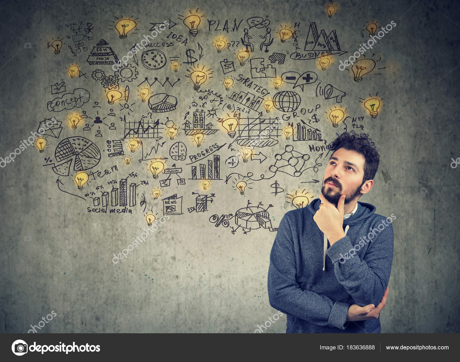 Man creating business plan in mind ⬇ Stock Photo, Image by ...