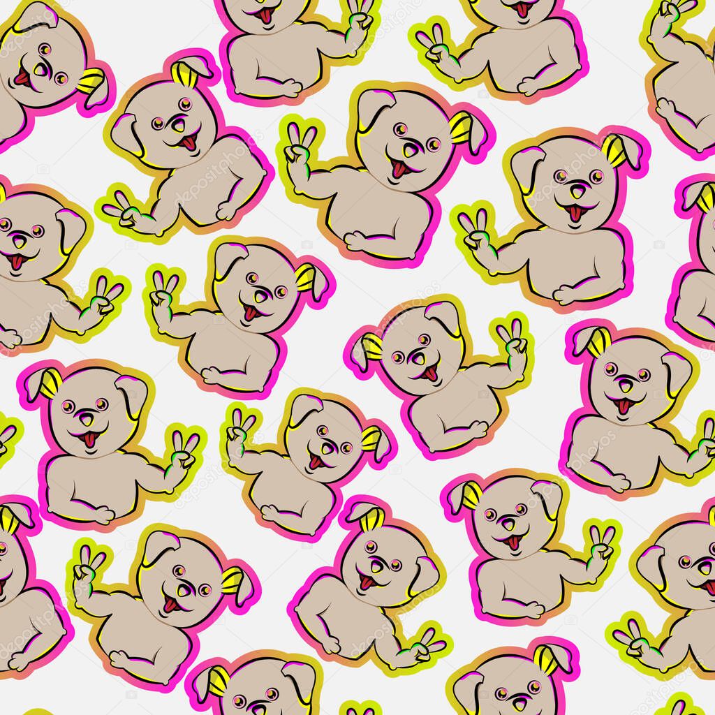 lindo perro paz estilo de dos dedos divertido dibujado a mano feliz ...