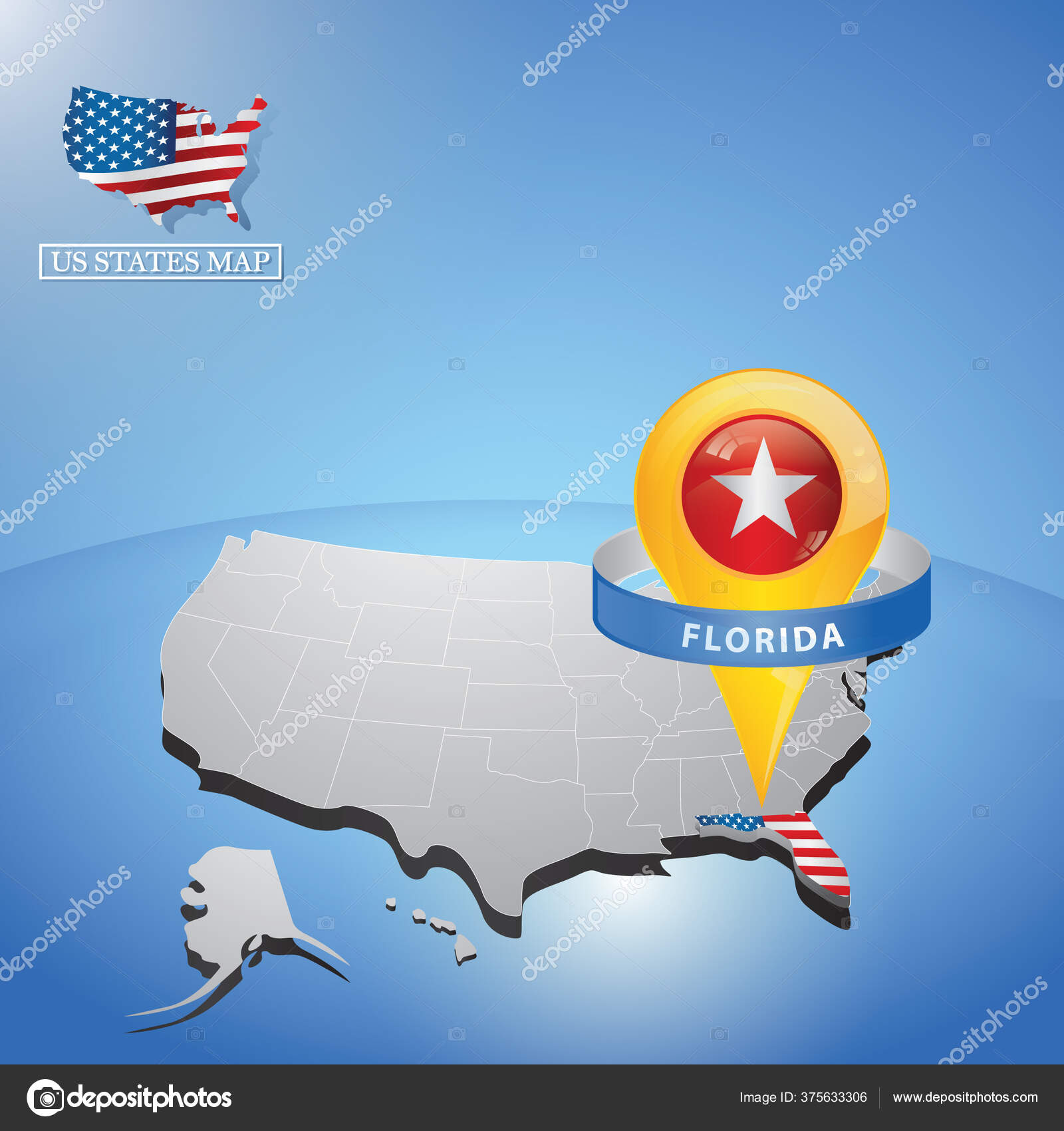Florida Estado Mapa Usa Vector de stock #375633306 de ©captainvector