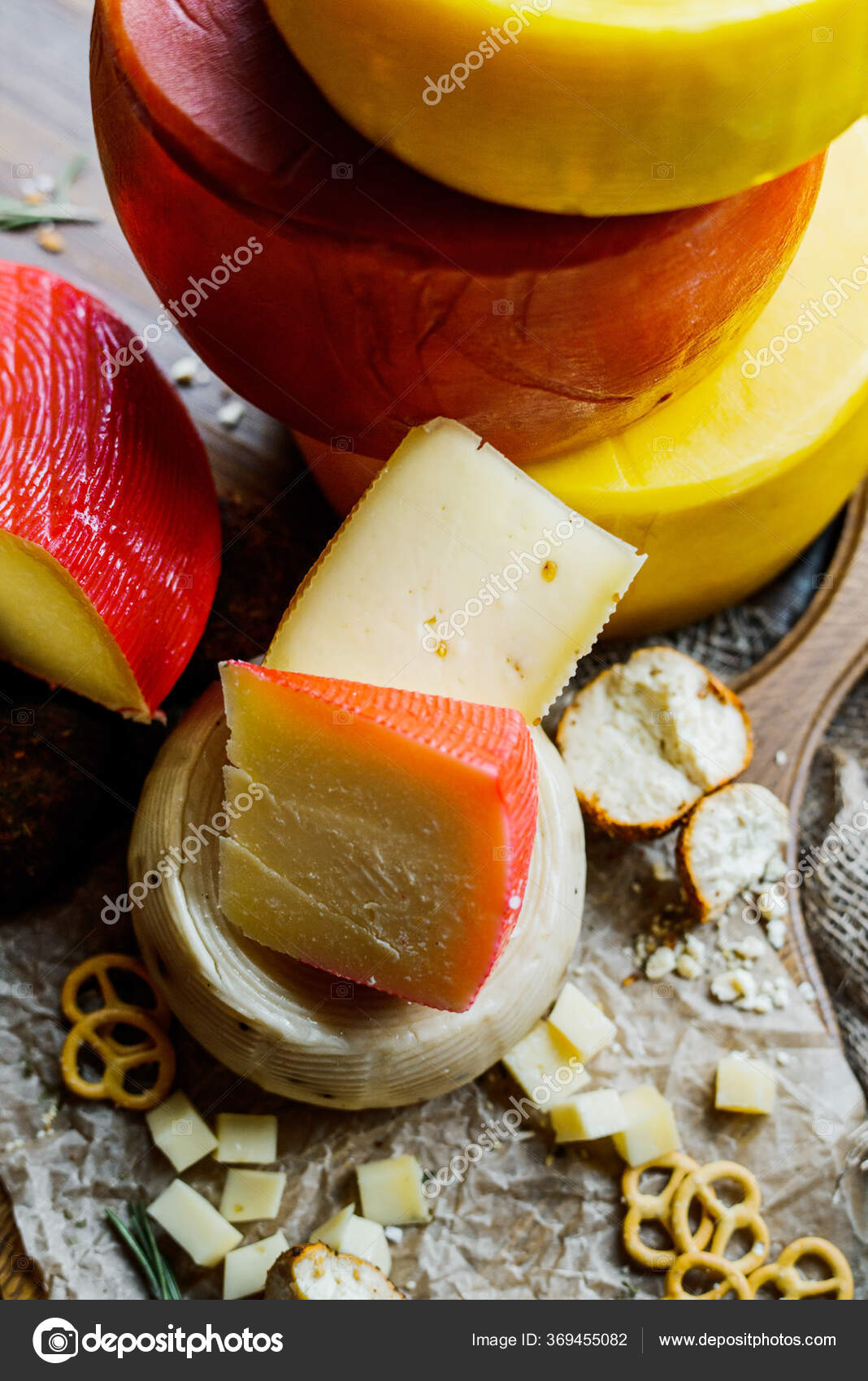 Assorted Fresh Cheeses Cheese Wheel Cutting Board Wooden Background ...