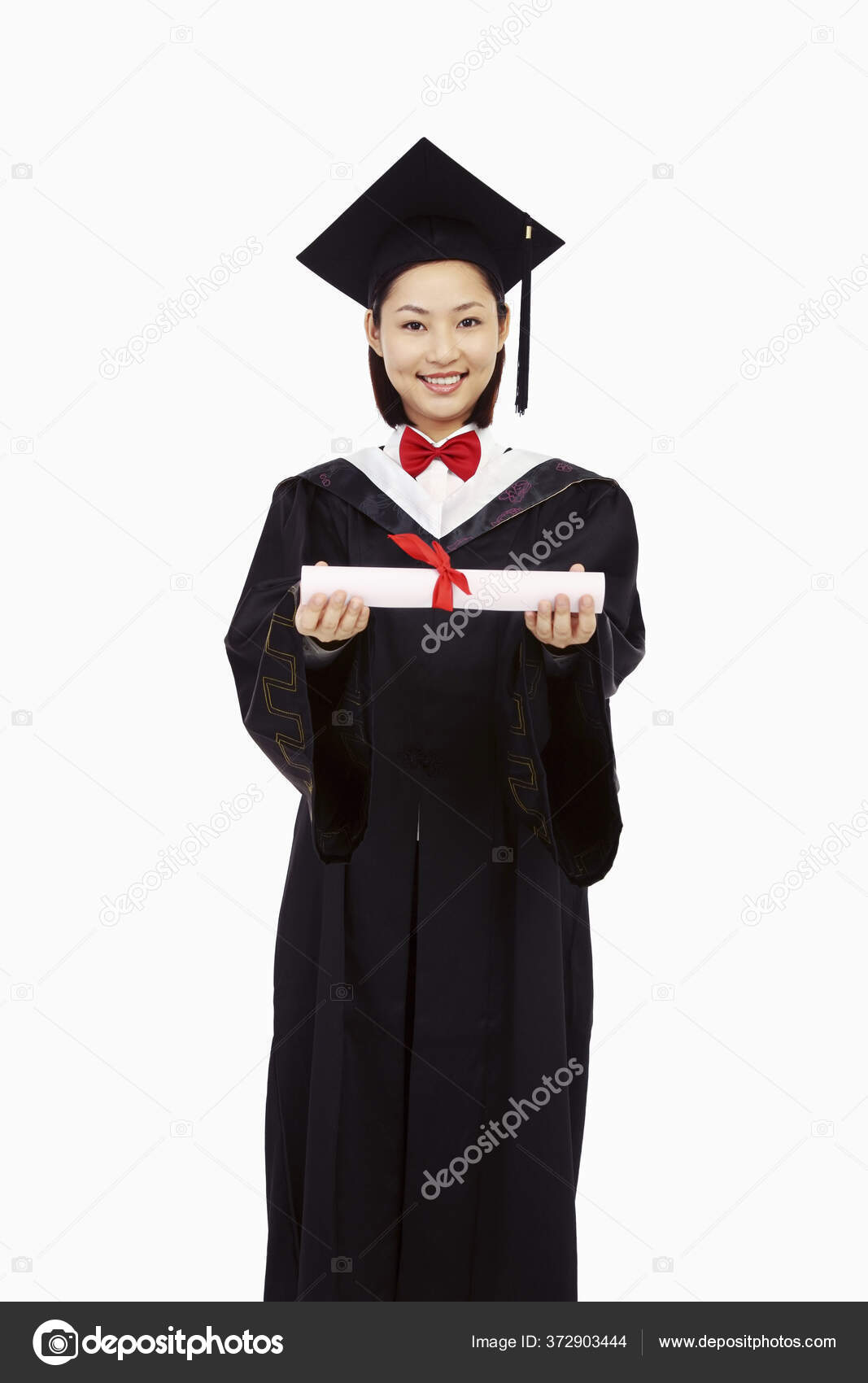 Woman Graduation Robe Holding Scroll Stock Illustration by ©image_hit ...