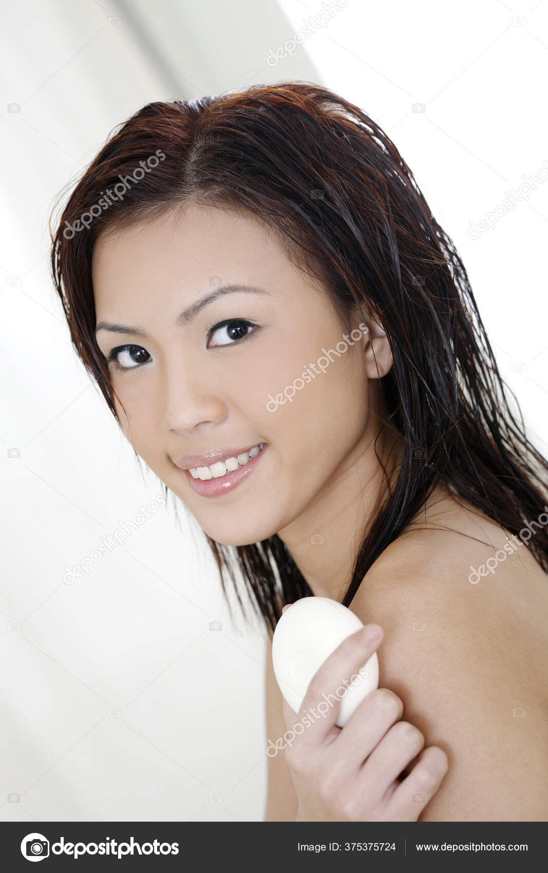 Woman Smiling While Holding Bar Soap — Stock Photo © image_hit #375375724 Woman Smiling While Holding Bar Soap — Stock Photo © image_hit #375375724