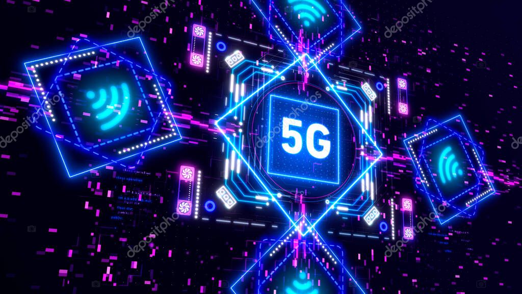 S mbolo de red m vil r pido 5g sobre fondo futurista. Signo de tecnolog a de Internet 2024