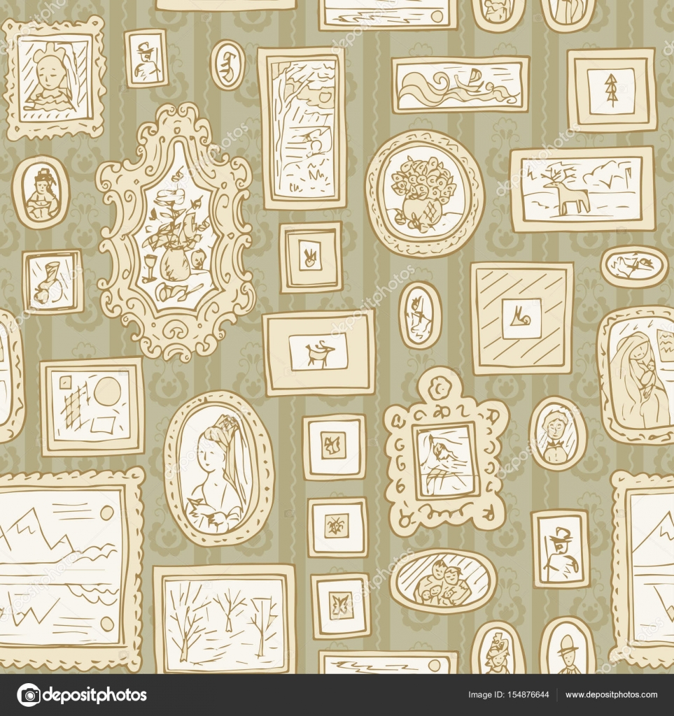 Cute retro portraits and pictures seamless pattern Stock Vector by ...