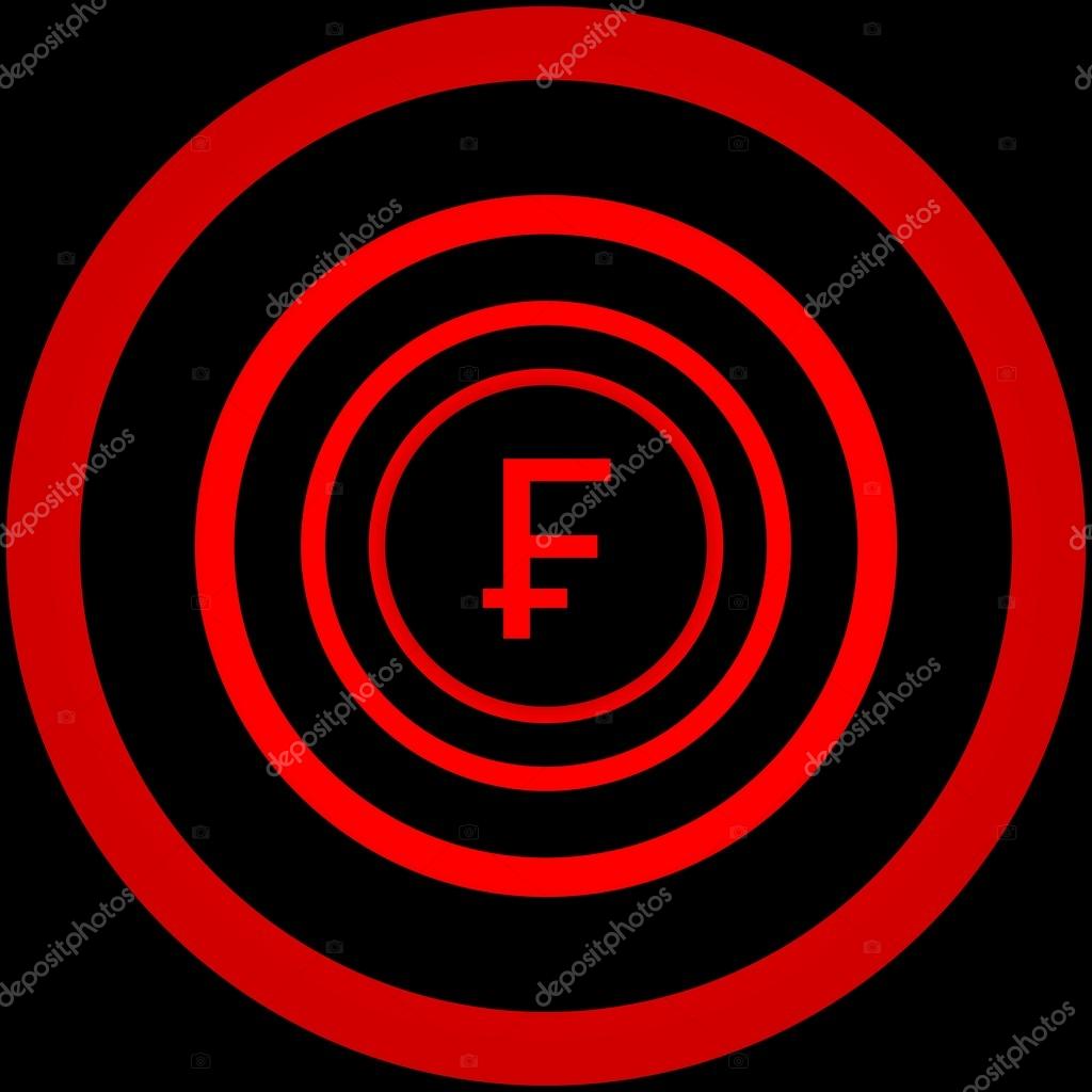 Falling Swiss frank sign surrounded by red circles - visual illusion ...