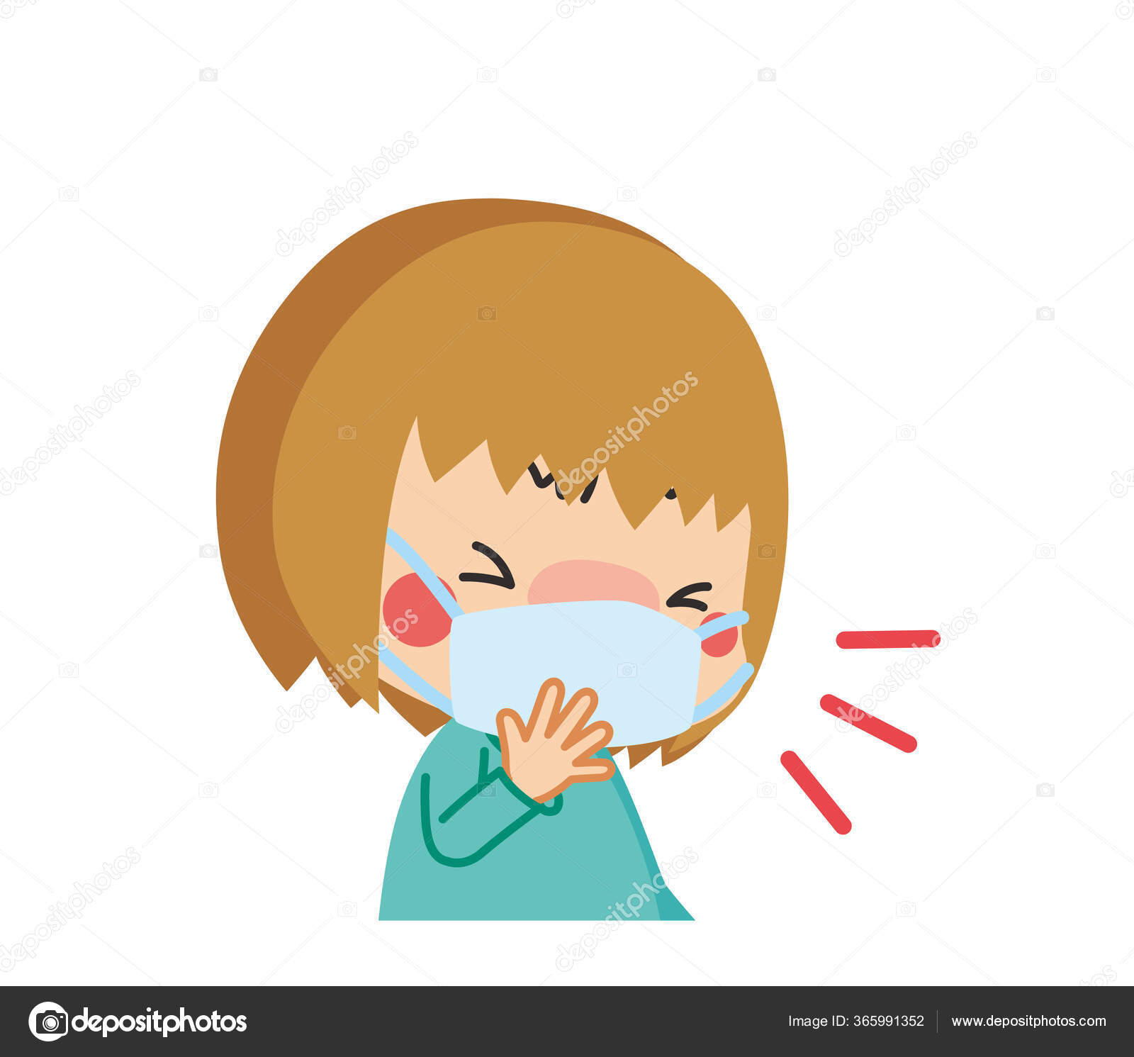 Illustration Child Coughing Mask Stock Vector Image by ©PocoPokota ...
