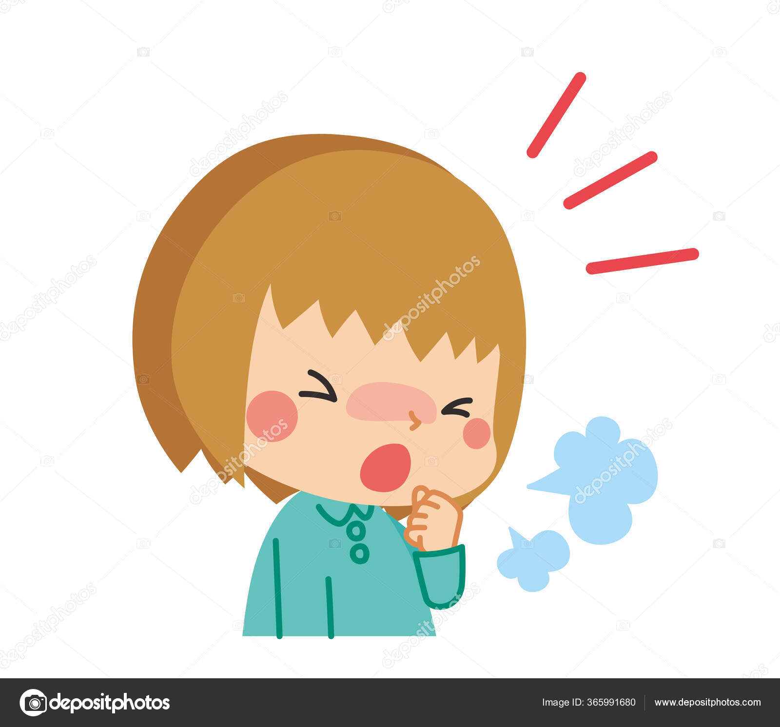 Illustration Little Child Coughing Stock Vector Image by ©PocoPokota #365991680