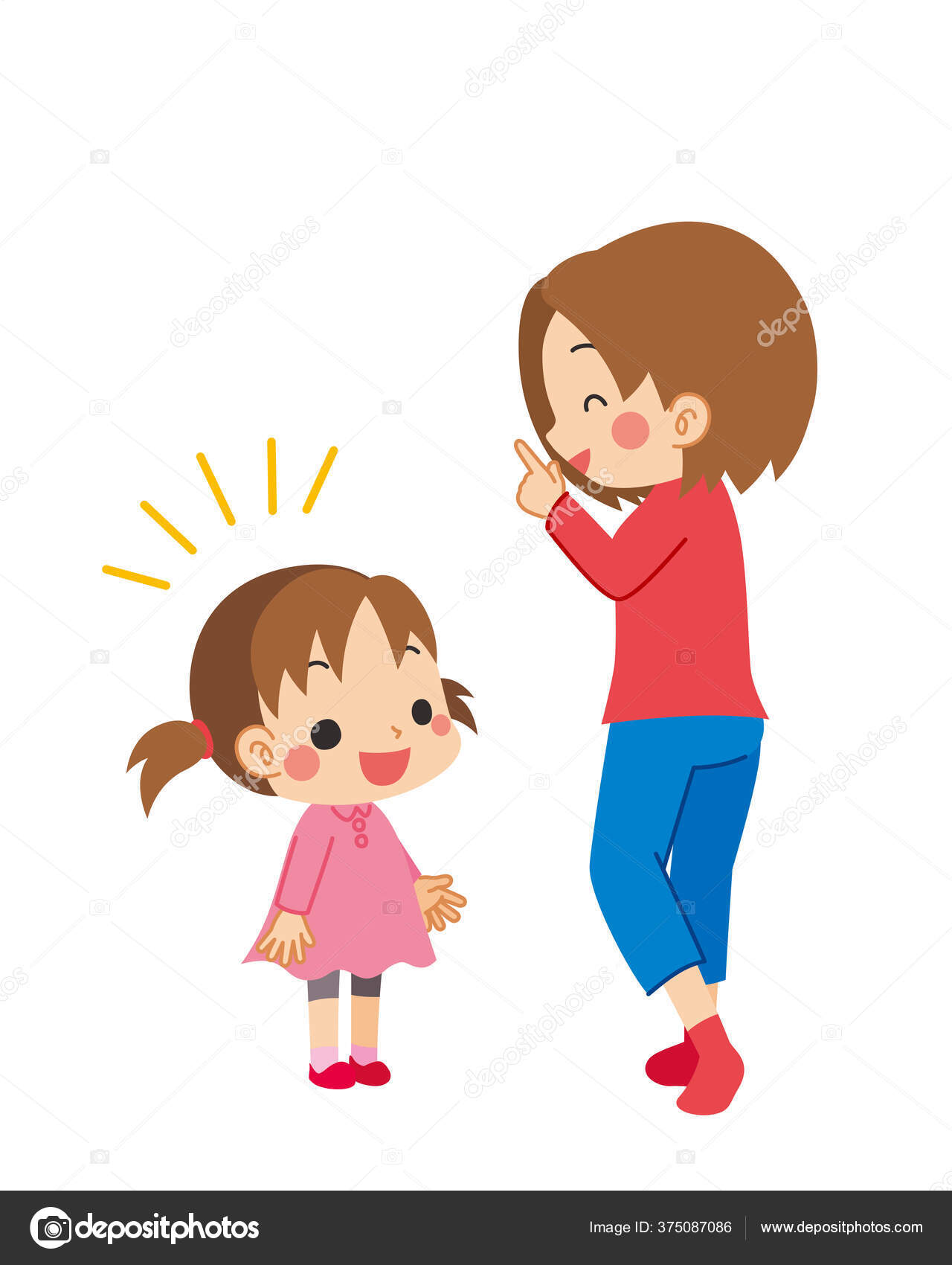 Illustration Mother Answering Her Child's Question Stock Vector by ...