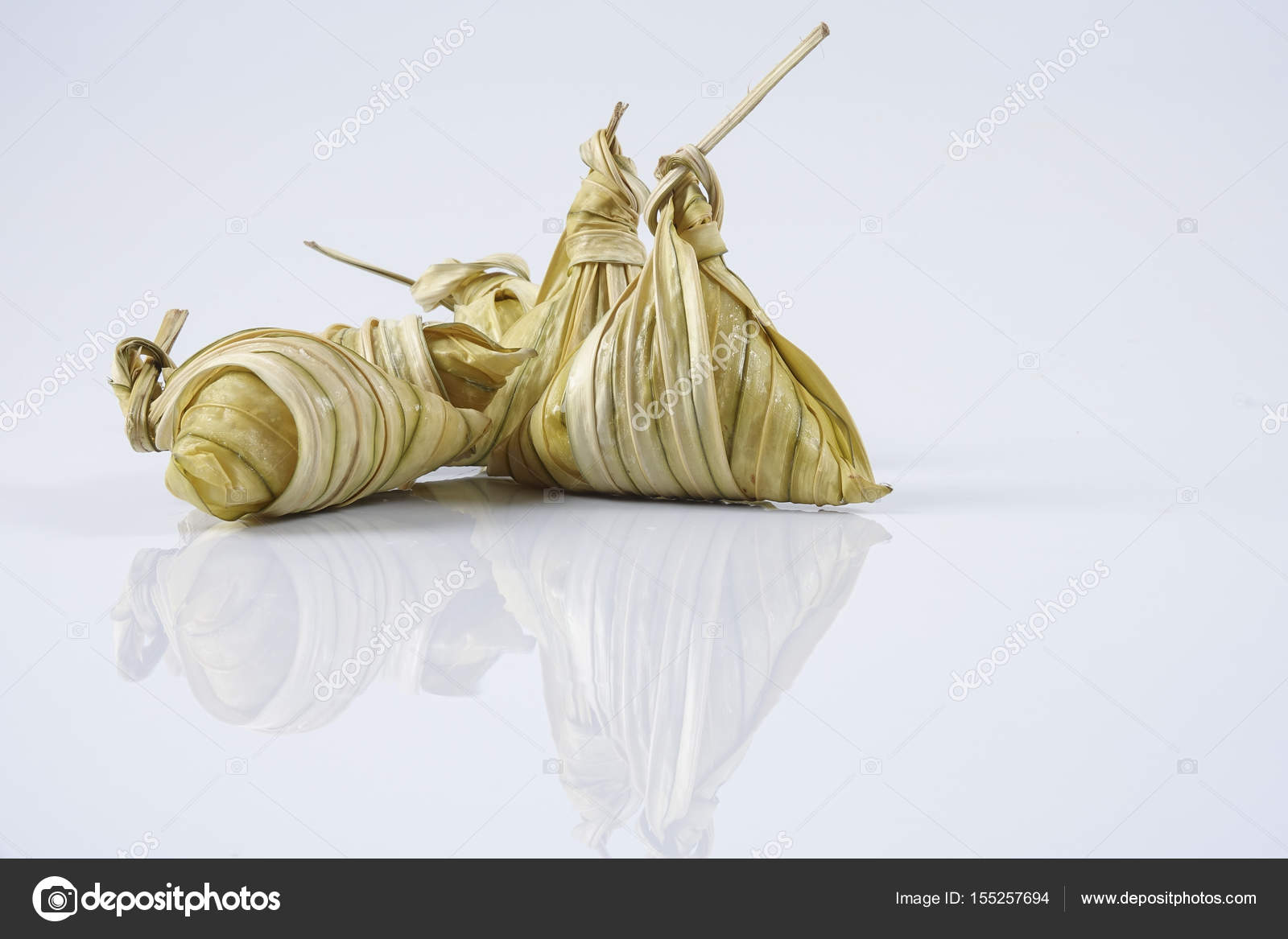 Malay dish ketupat daun palas or rice dumpling where glutinous rice is ...