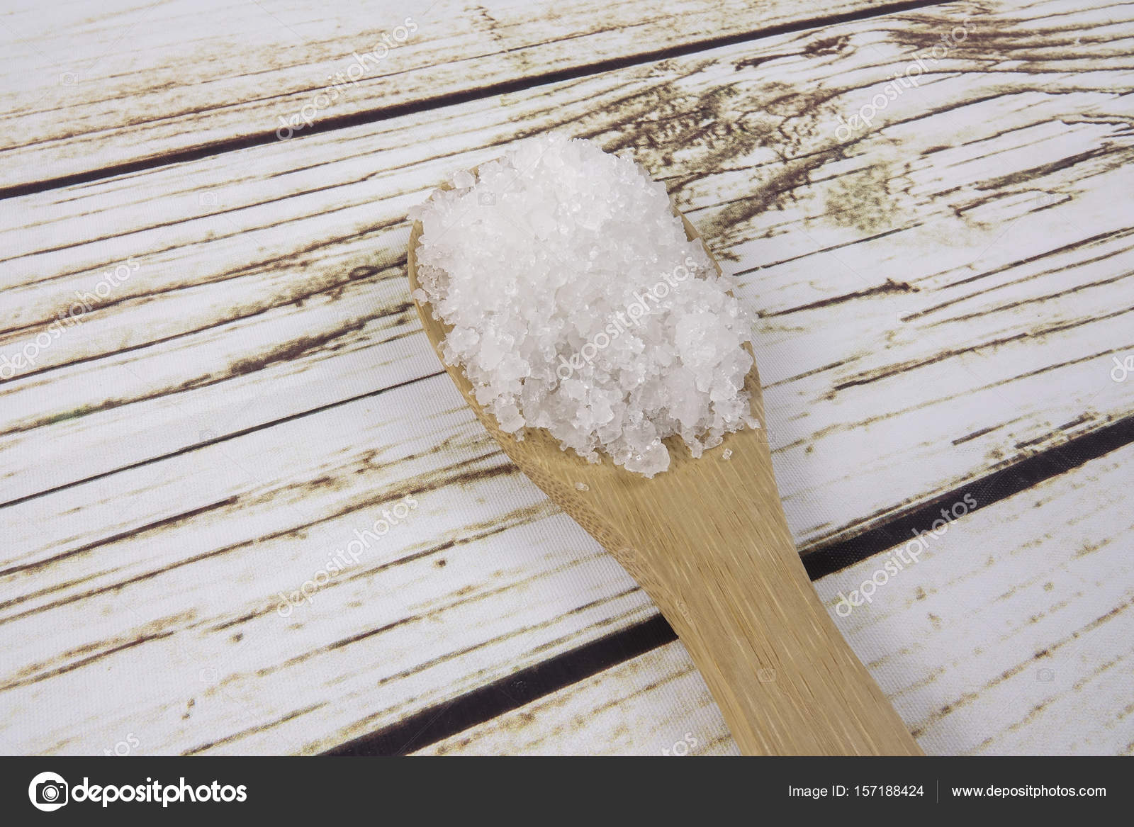 Sea Salt Wooden Spoon Also Called Bay Salt Solar Salt — Stock Photo ...