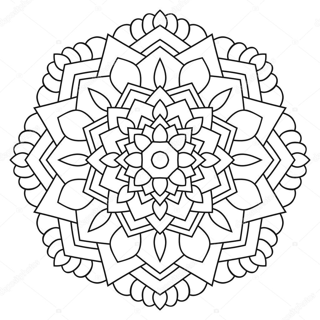 Circular symmetric mandala on white background. Illustration of Stock ...