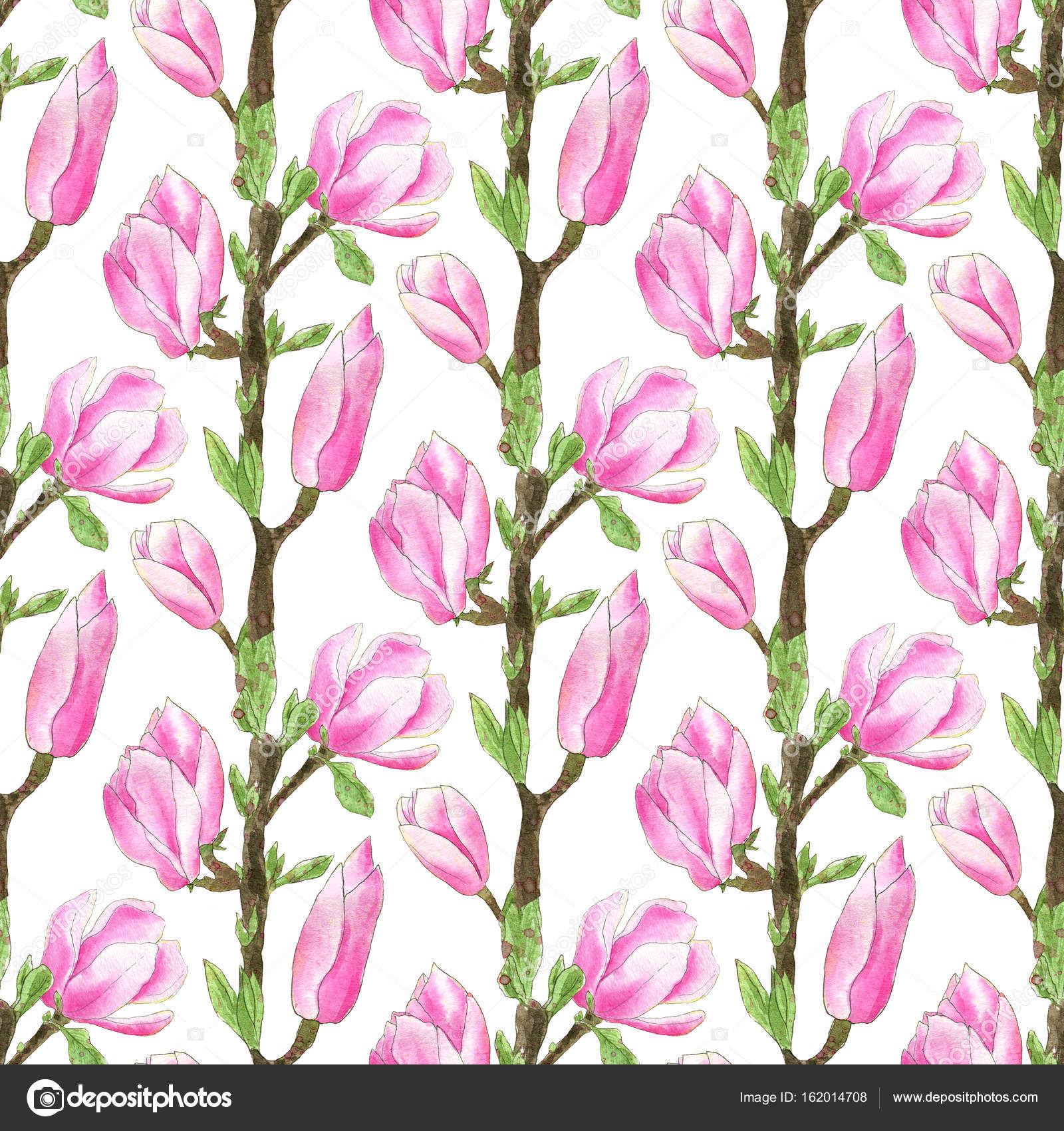 Watercolor Magnolia Pattern Stock Photo by ©m-ion 162014708