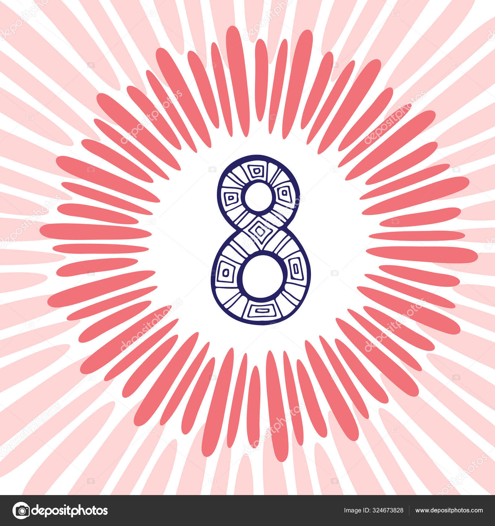 Cute Number Eight Vector Illustration Number Birthday Invitation Card ...