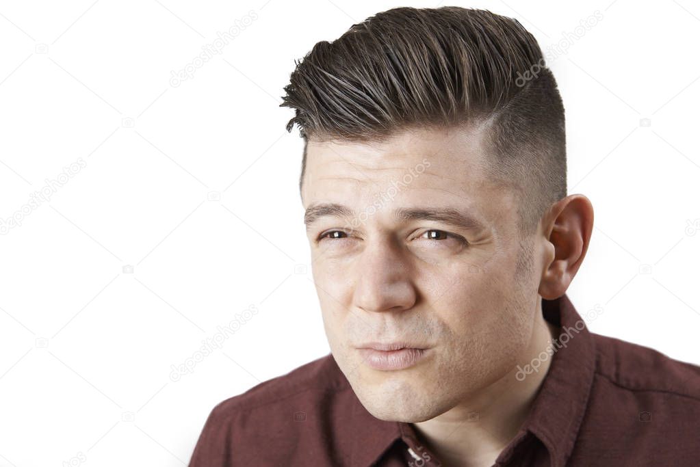 Man With Poor Eyesight Squinting Into Distance — Stock Photo ...