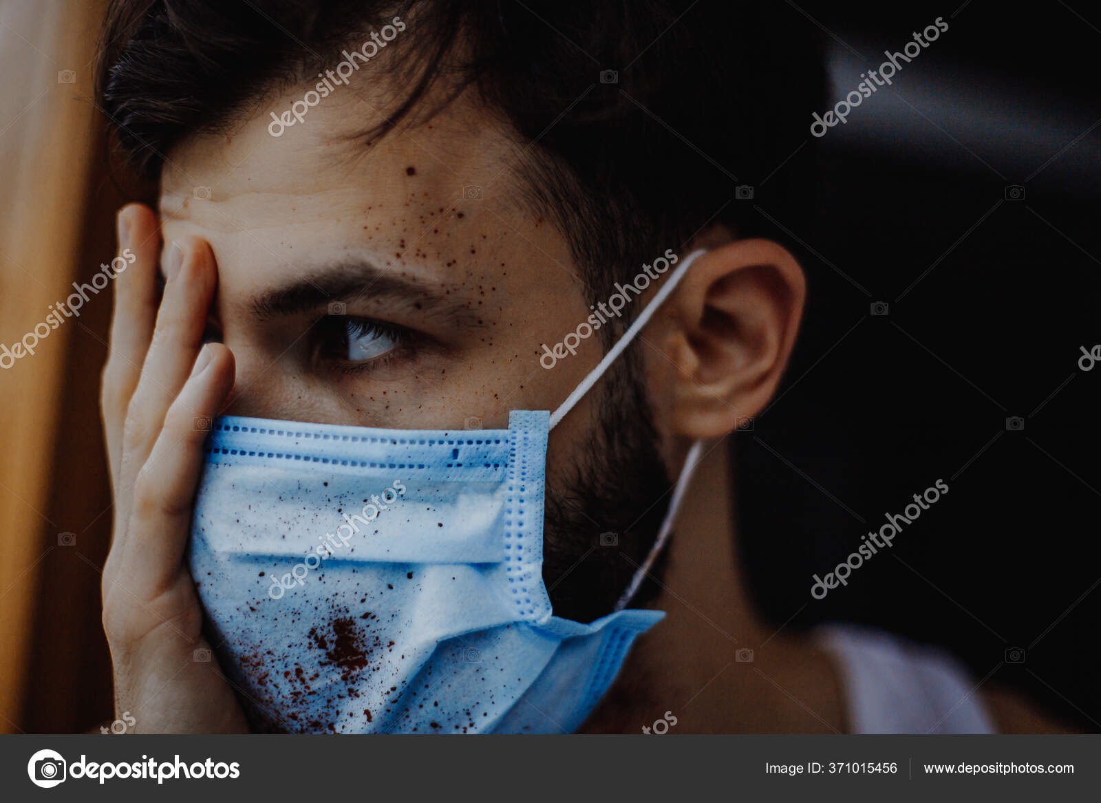 Portrait Young Sick Man Dressed Medical Mask Protect Weak Immunity ...