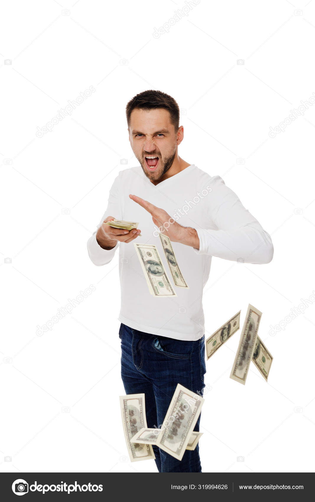 Man throwing out money banknotes Stock Photo by ©erstudio 319994626