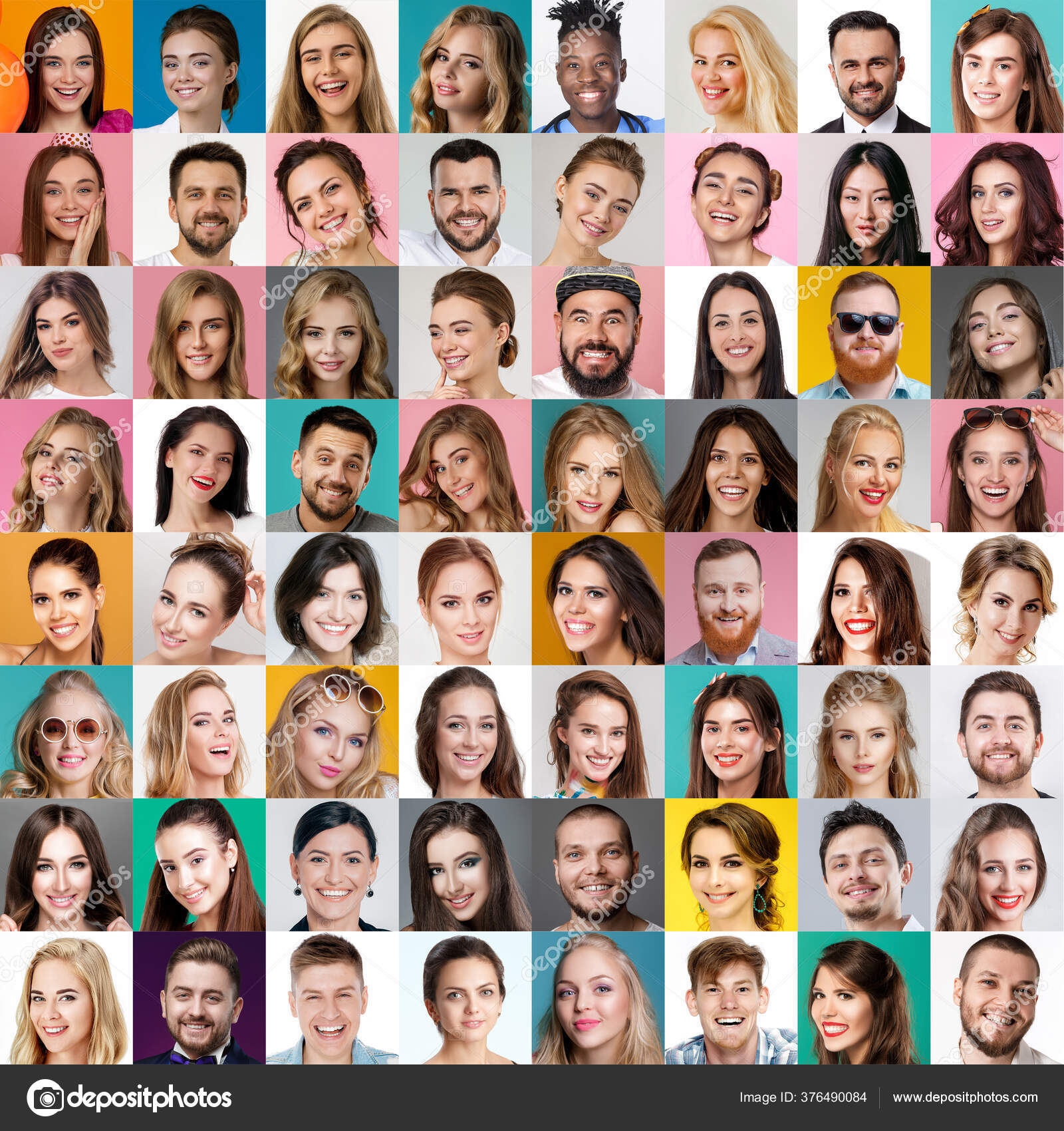 Collage of happy smiling faces of people. — Stock Photo © erstudio ...
