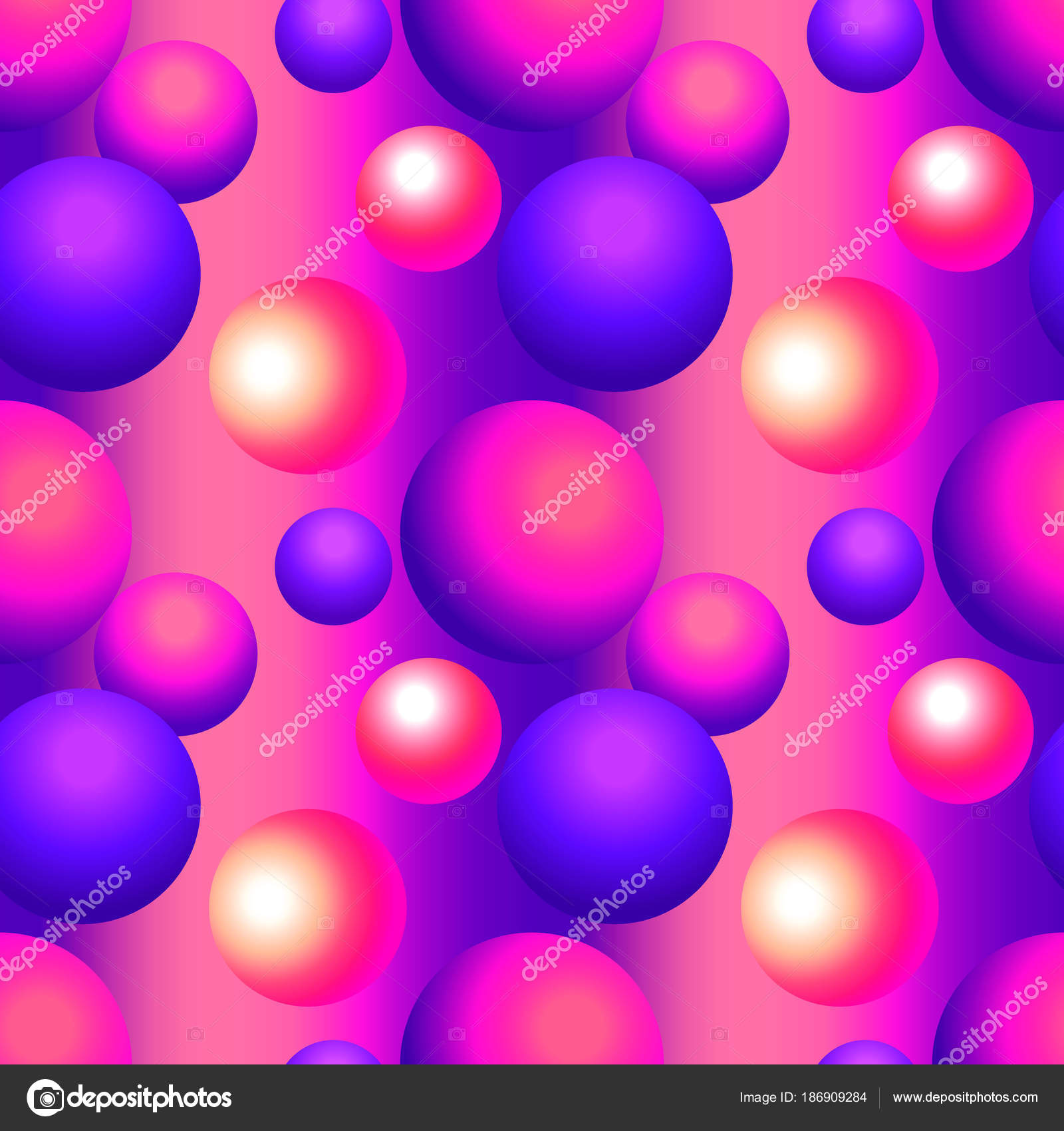 Holographic vector seamless background. Gradient sphere shapes ...