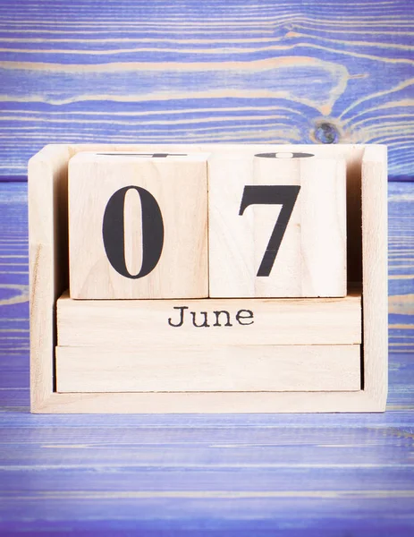 June 7th. Date of 7 June on wooden cube calendar - Stock Image - Everypixel