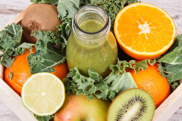 Healthy smoothie from fruits and vegetables containing natural vitamins ...