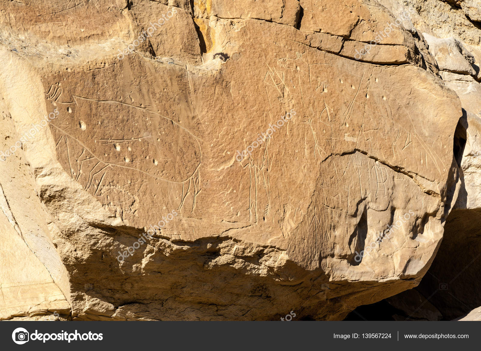 Native Indian Rock Carvings at Writing-On-Stone Provincial Park — Stock ...