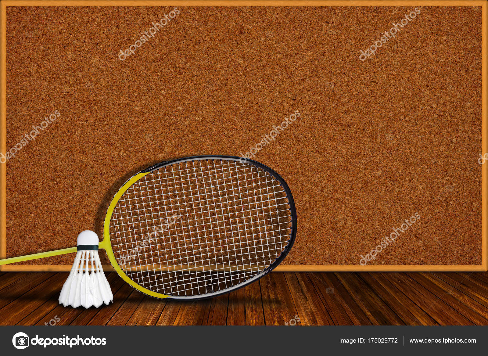 Badminton Racket and Shuttlecock With Cork Board And Copy Space — Stock ...