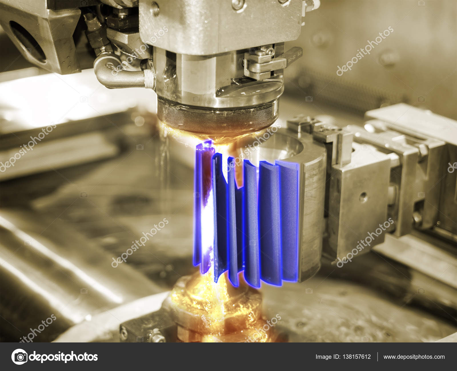 CNC wire cut machine cutting mold parts — Stock Photo © sorapol1150 ...