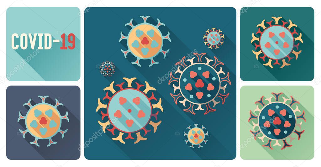 Concepto de ilustraci n vectorial de la infecci n por Coronavirus COVID-19 con sombra larga ...