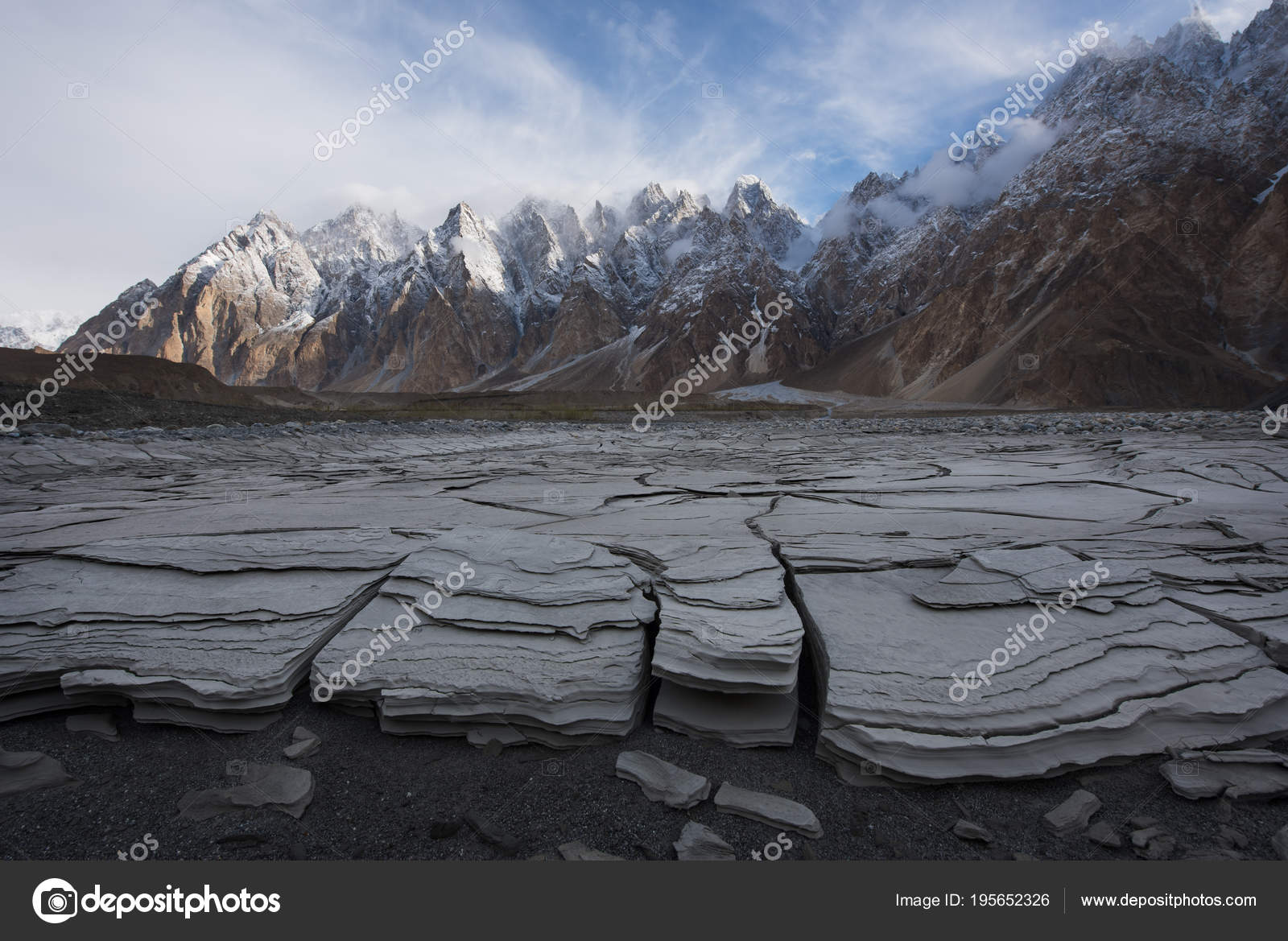 Passu Cones or Passu Cathedral Mountain in Karakoram range, Gilg Stock ...