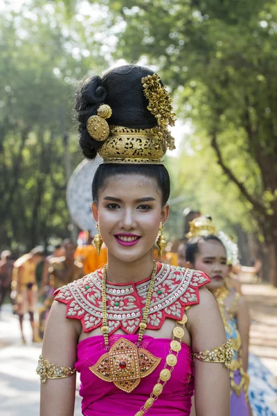 Young Traditional Thai Dancer Show Loy Krathong Festival Town Amphawa ...