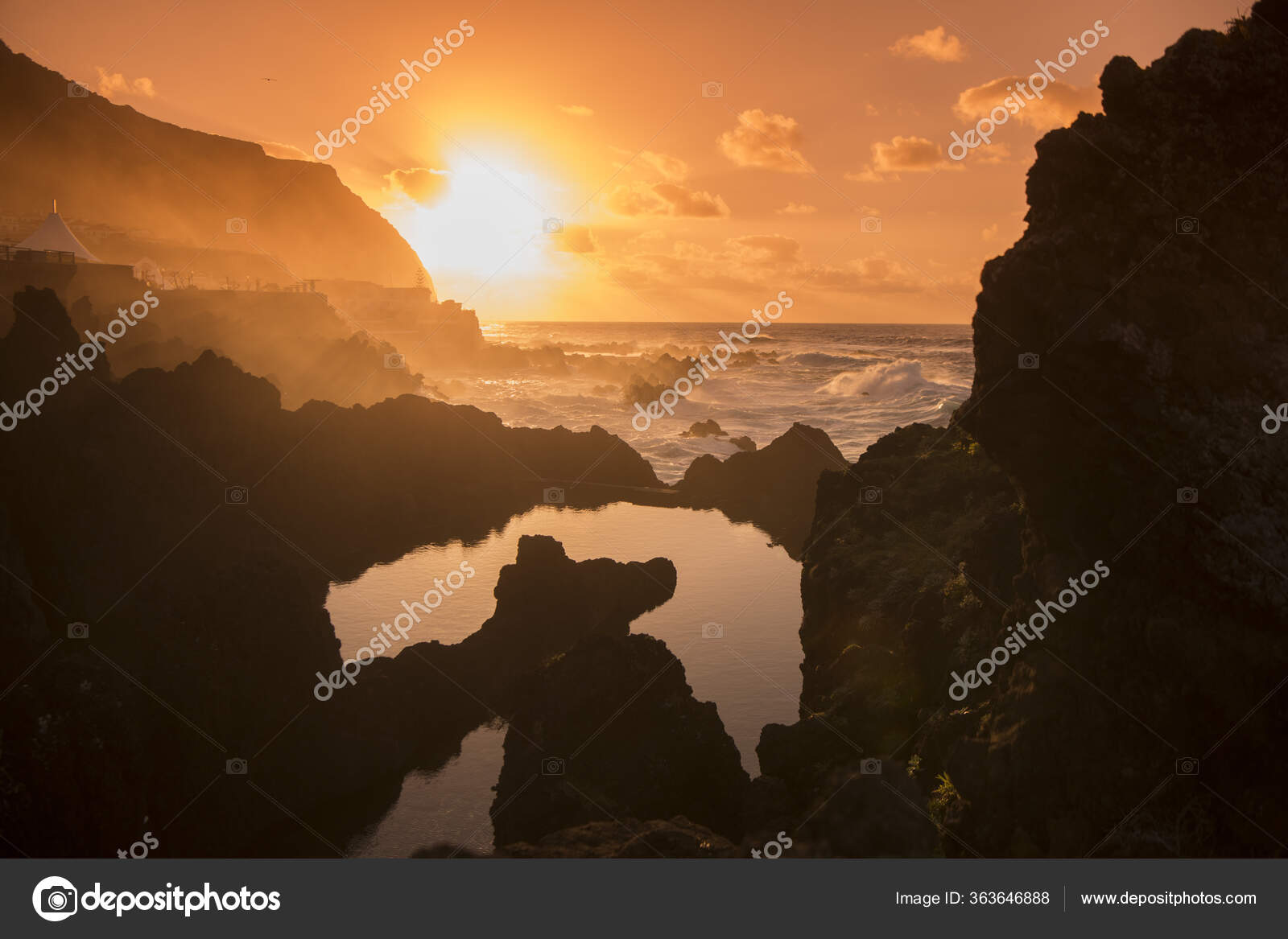 Volcanic Pools Natural Rocks Coast Town Porto Moniz Island Madeira ...