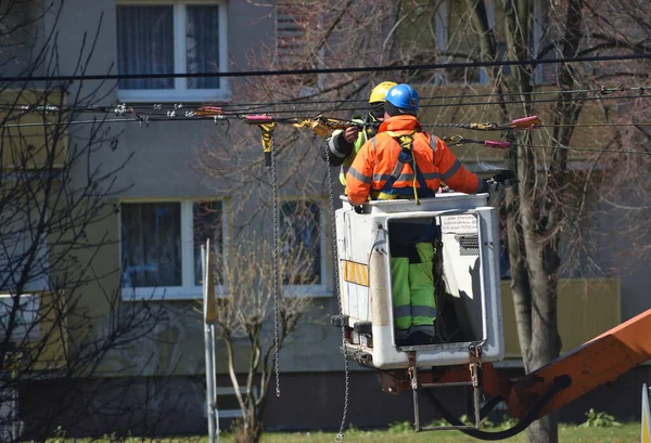 Men power lines Stock Photos, Royalty Free Men power lines Images ...