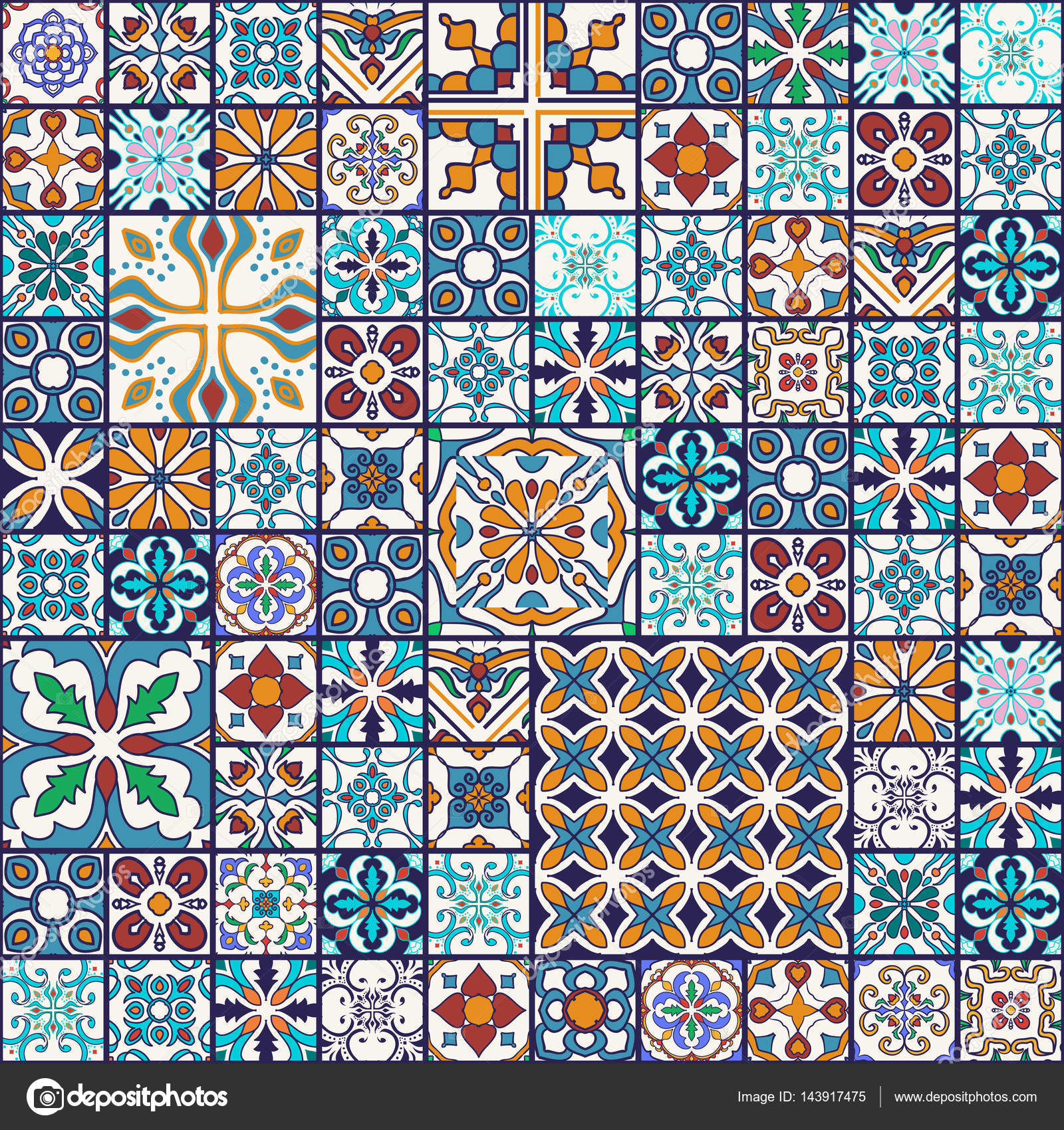 Vector seamless texture. Beautiful mega patchwork pattern for design and fashion with decorative ...