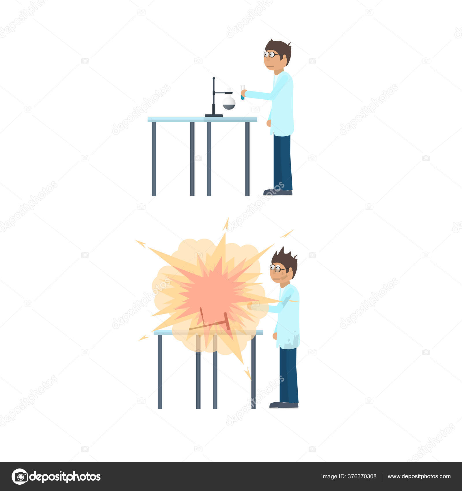 Experimento Químico Explosión Laboratorio Experiencia Ilustración Vectorial Vector de stock ...