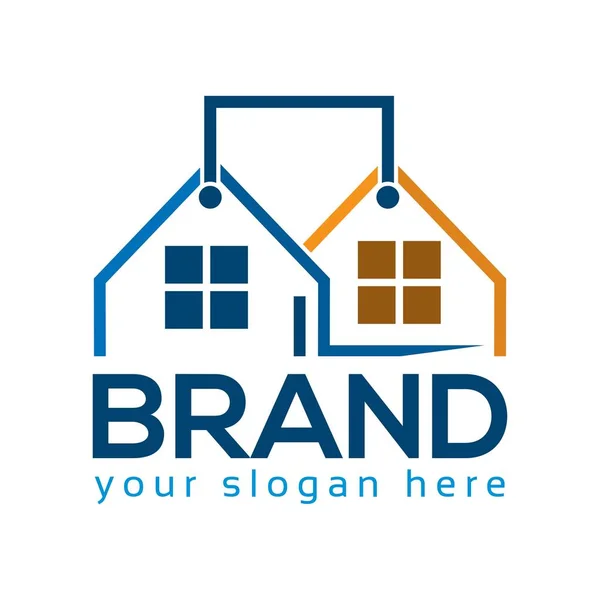 House Logo Vector White Background Flat Logo Design Black House Stock ...