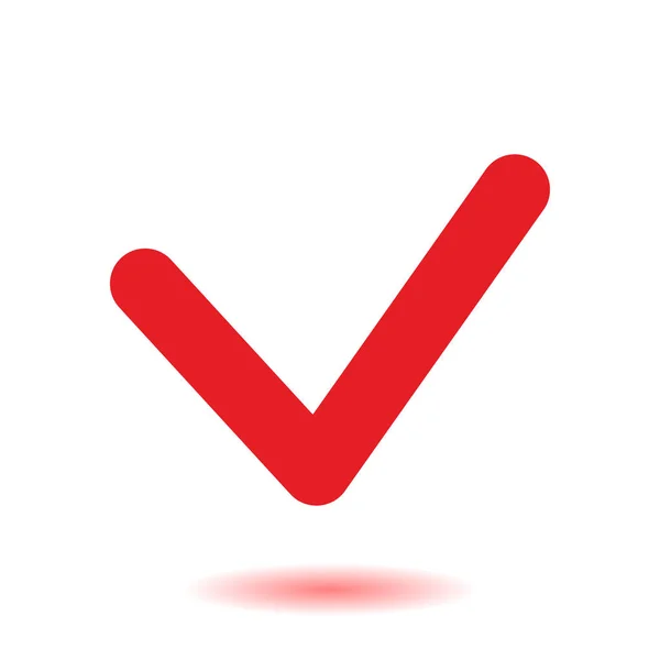 Tick icon vector symbol, marker red checkmark isolated on white ...